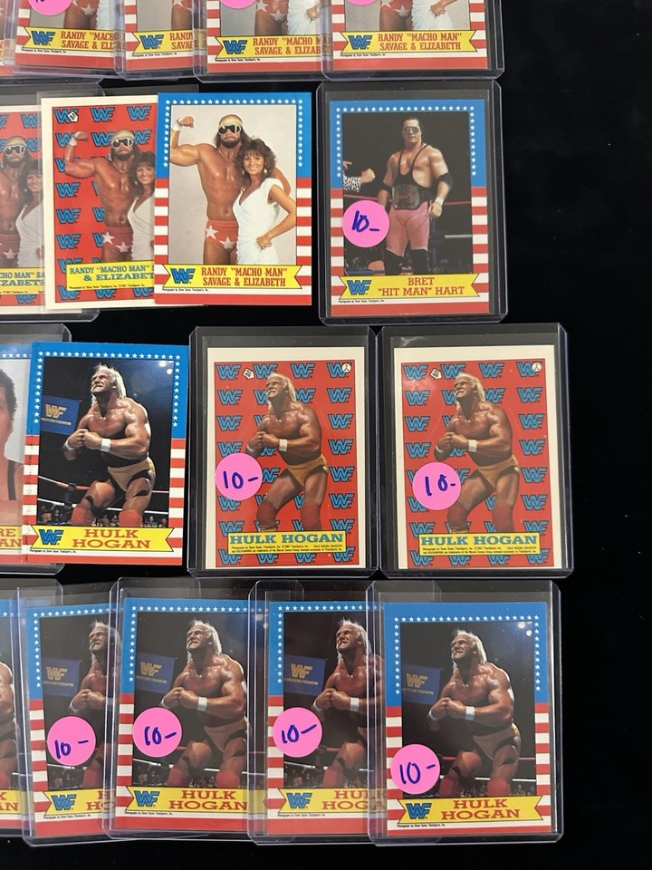 18 Card Lot 1987 WWF Topps Rookie Randy Savage Hulk Hogan Bret Hart ...