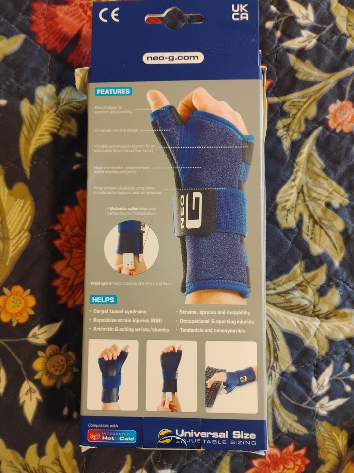 Neo G Stabilized Wrist & Thumb Brace Universal Size Left Hand Firm ...