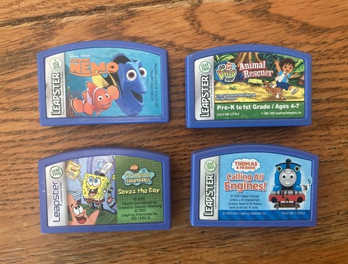 Leapfrog Leapster -Lot Of 4 Games SpongeBob, Dora, Nickelodeon, Pixar ...