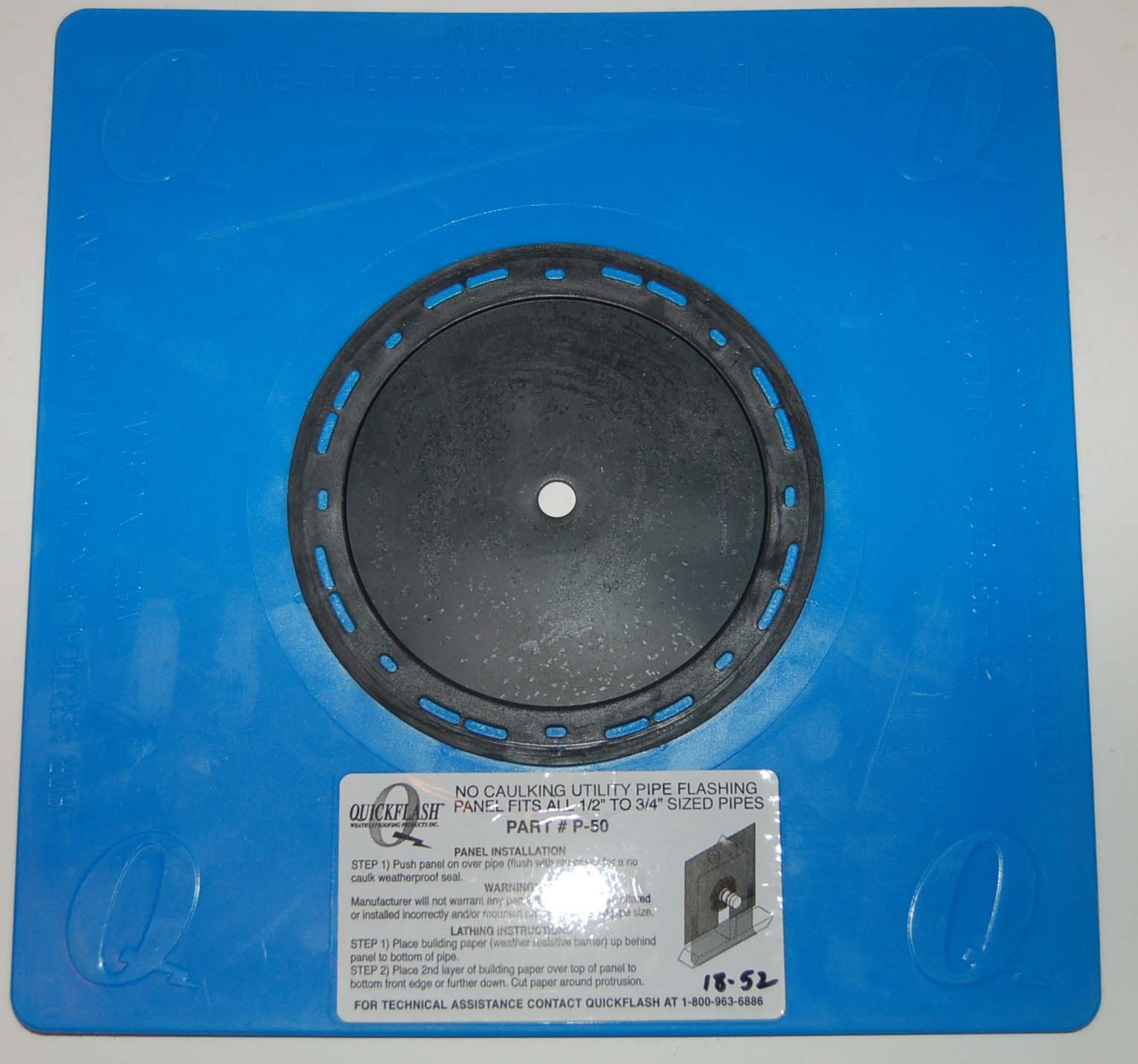 Quickflash Flashing Panel P-50 PLUMBING, GAS & HVAC FLASHING PANEL,1/2 ...