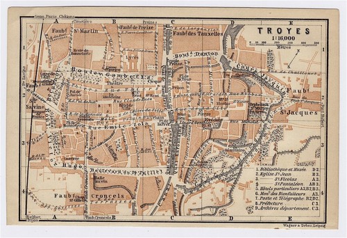 1904 ORIGINAL ANTIQUE CITY MAP OF TROYES / FRANCE | eBay