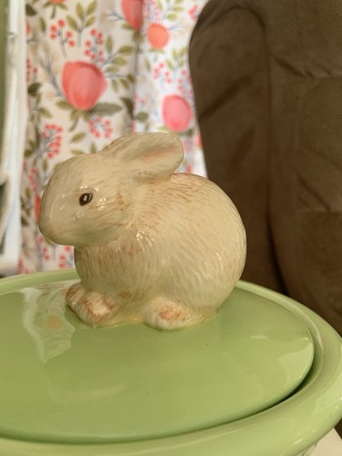 Hallmark Bunny Rabbit Ceramic Covered Candy Dish Bowl Basket w/ Lid ...