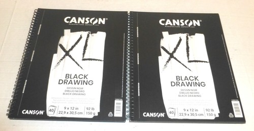 2 Tablets Canson XL Series Black Drawing Paper 9x12" Extra Black 40 ...