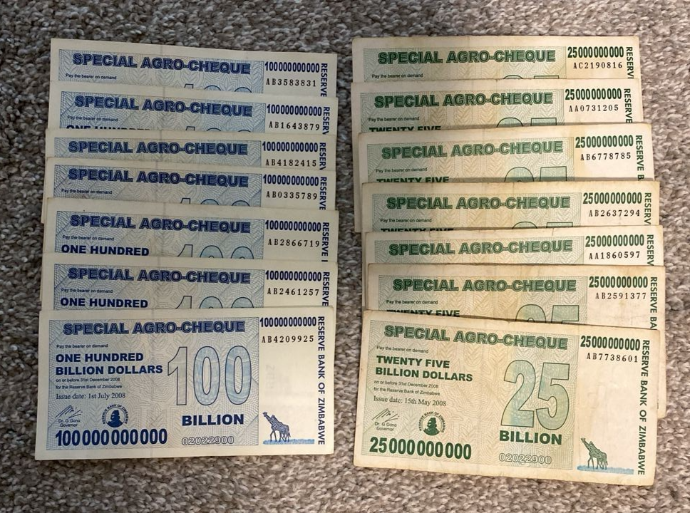 zimbabwe agro cheque: 7 X 100 BILLION & 7 X 25 BILLION [GOOD CONDITION ...