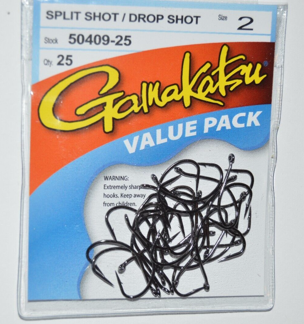 gamakatsu split shot bass drop shot hooks size 2 hooks value pack 50409 ...