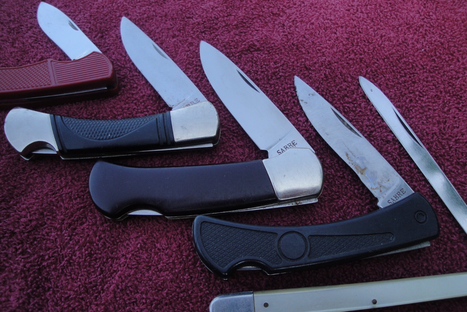 LOT OF 5 VINTAGE SABRE KNIFE KNIVES JAPAN HONG KONG LOCKBACK MELON ...