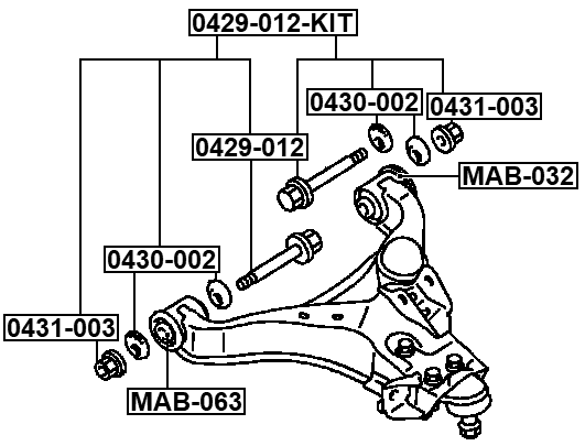 Camber Adjusting Eccentric Bolt For Mitsubishi Febest 0429-012-KIT OEM ...