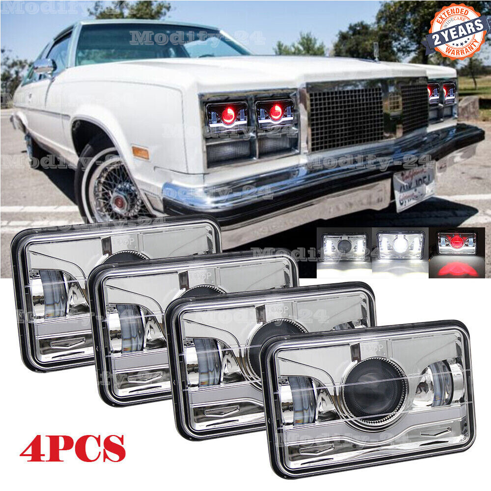 4X 4x6" Square LED Headlights Hi/Lo DRL H4 Fit For Oldsmobile Cutlass ...