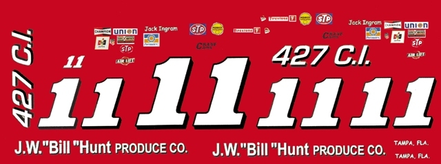 #11 Jack Ingram J.W. Bill Hunt Produce 1/43rd Nascar Waterslide Decals ...