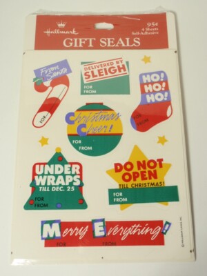 Vtg Hallmark Holiday Christmas Sticker Gift Seals *SEALED PACK* | eBay