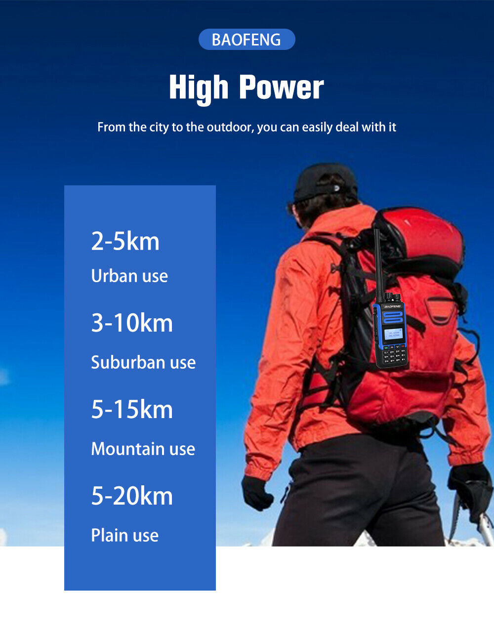 BF-H7 10W 128CH Two Way Ham Radio Portable VHF UHF Band 136-174MHZ&400 ...