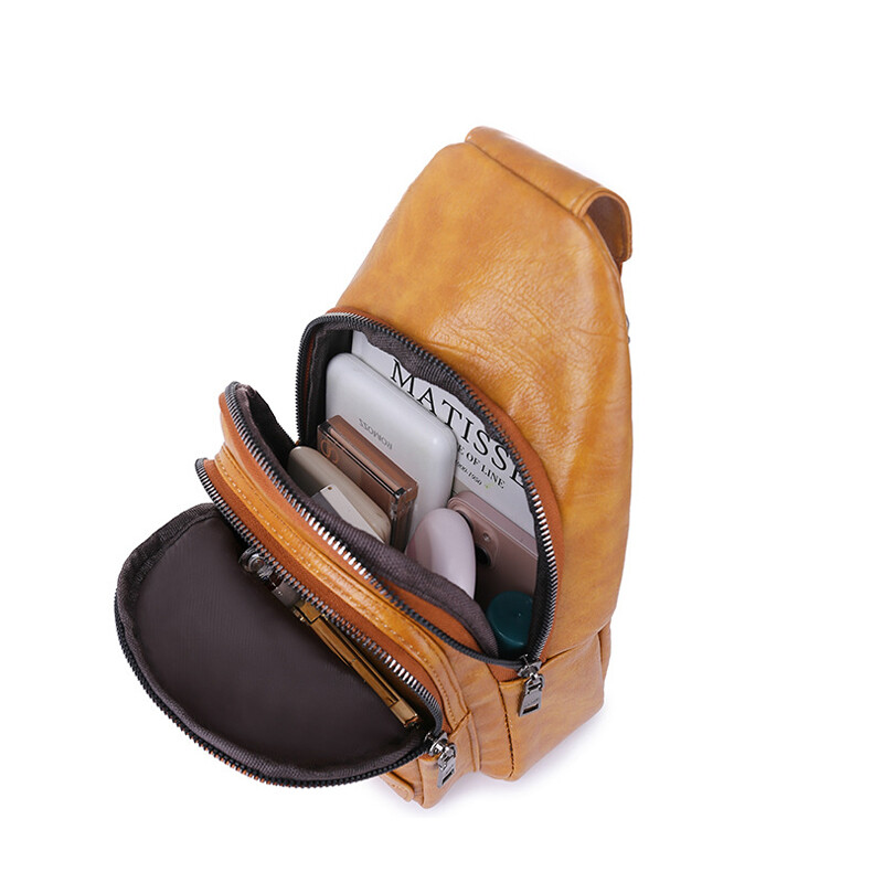 Men Women Sling Backpack Chest bag Leather Retro Crossbody Bag Shoulder ...