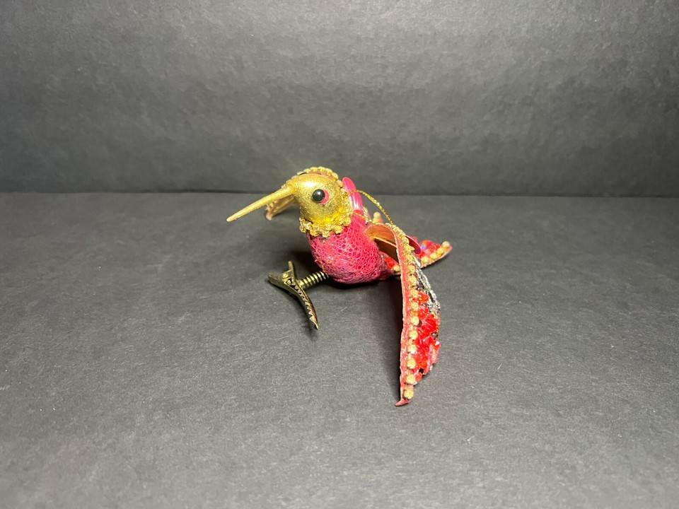Vintage Hand Crafted Red & Gold Jeweled Hummingbird Christmas Tree ...