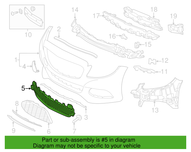 Mercedes Benz C350e C63 AMG S C400 C300 2015-2018 Lower Grille OE ...