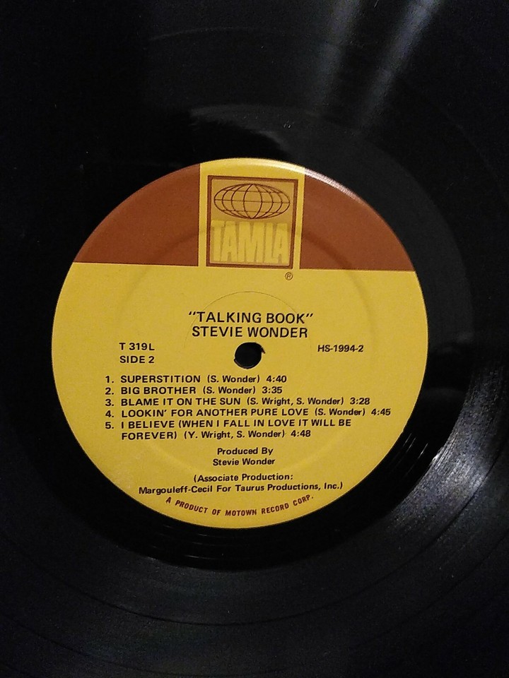 1972 "TALKING BOOK" by Stevie Wonder LP Vinyl Record (TAMIA) MOTOWN ...