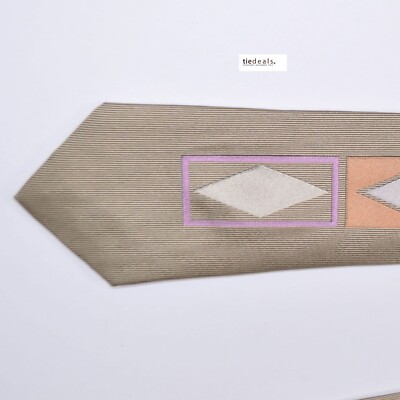100% new GENE MEYER NEW YORK tie gray peach lilac silk cool necktie ...