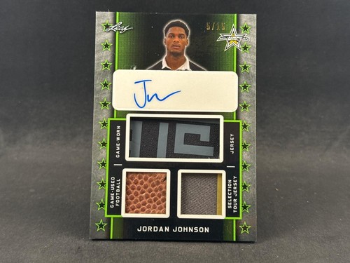 2020 LEAF ALL-AMERICAN FOOTBALL JORDAN JOHNSON GREEN TRIPLE PATCH AUTO ...