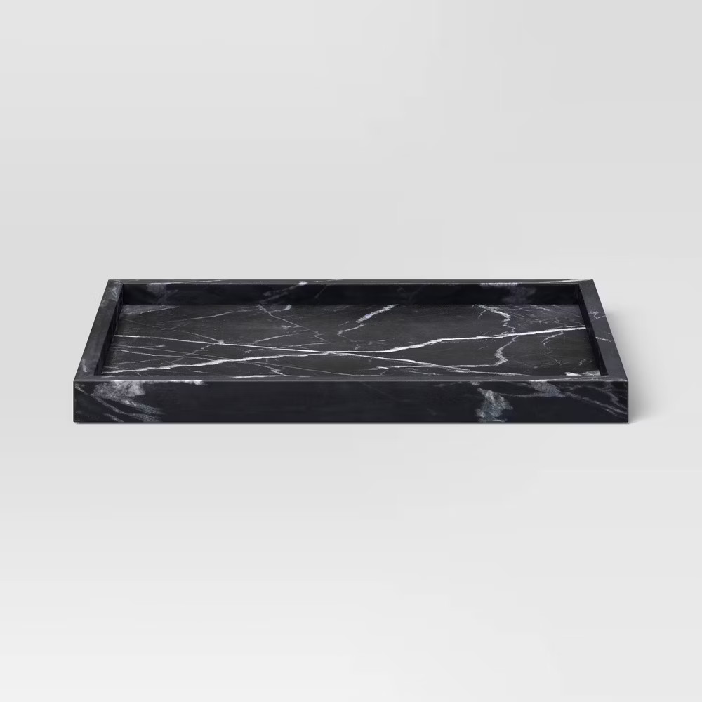 Threshold Marble Rectangle Tray Black – Raised Decorative Home Tray