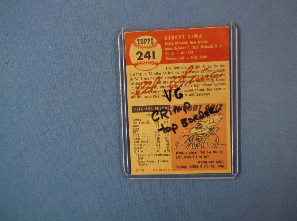 1953 Topps Baseball #241Al Sima VG crimp on top border | eBay