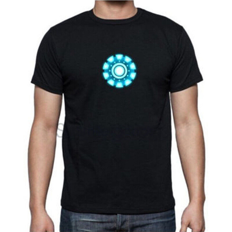 Iron Man LED T-shirt Sound Activated Equalizer Flashing Costume Party ...