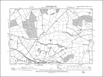 Desborough north, old map Northants 1901: 16SE repro | eBay
