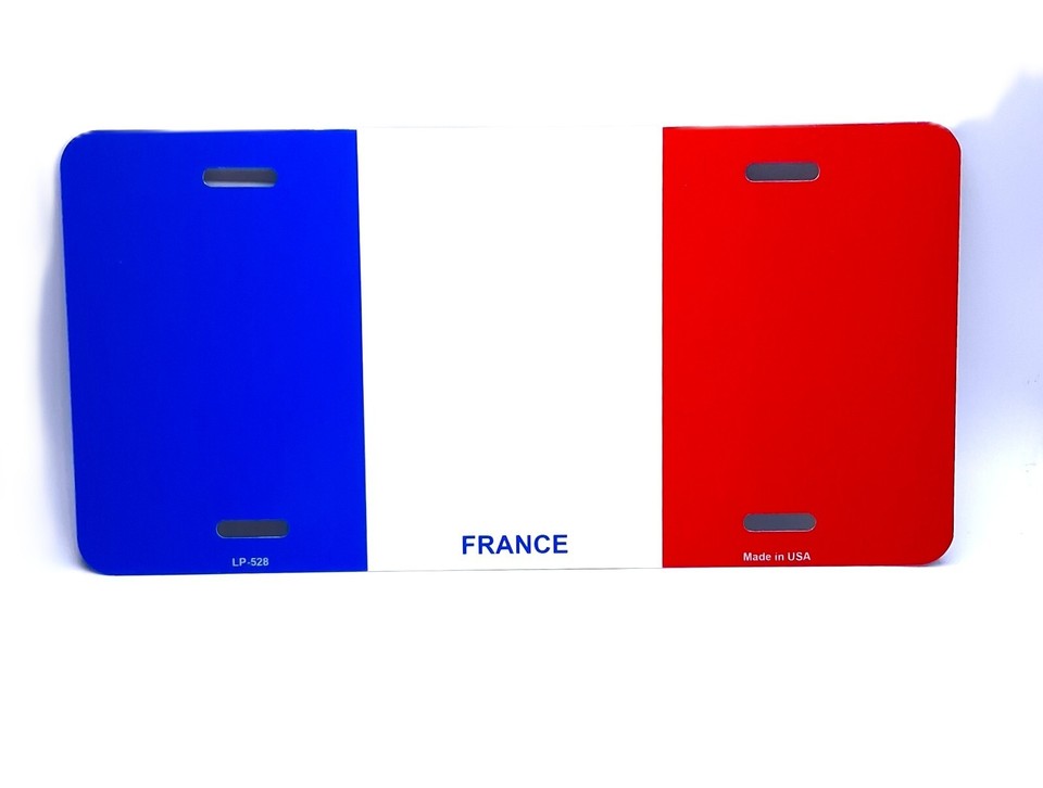 FRANCE FLAG METAL CAR NOVELTY LICENSE PLATE AUTO TAG TRICOLORE FRENCH ...
