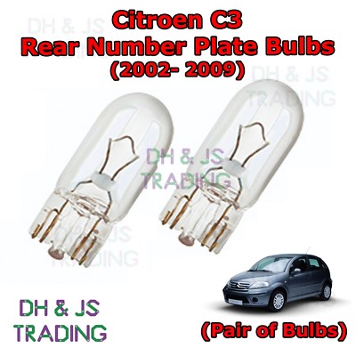 For Citroen C3 Rear Number Plate Bulbs Reg Plate Bulb Pair Light MK1 ...