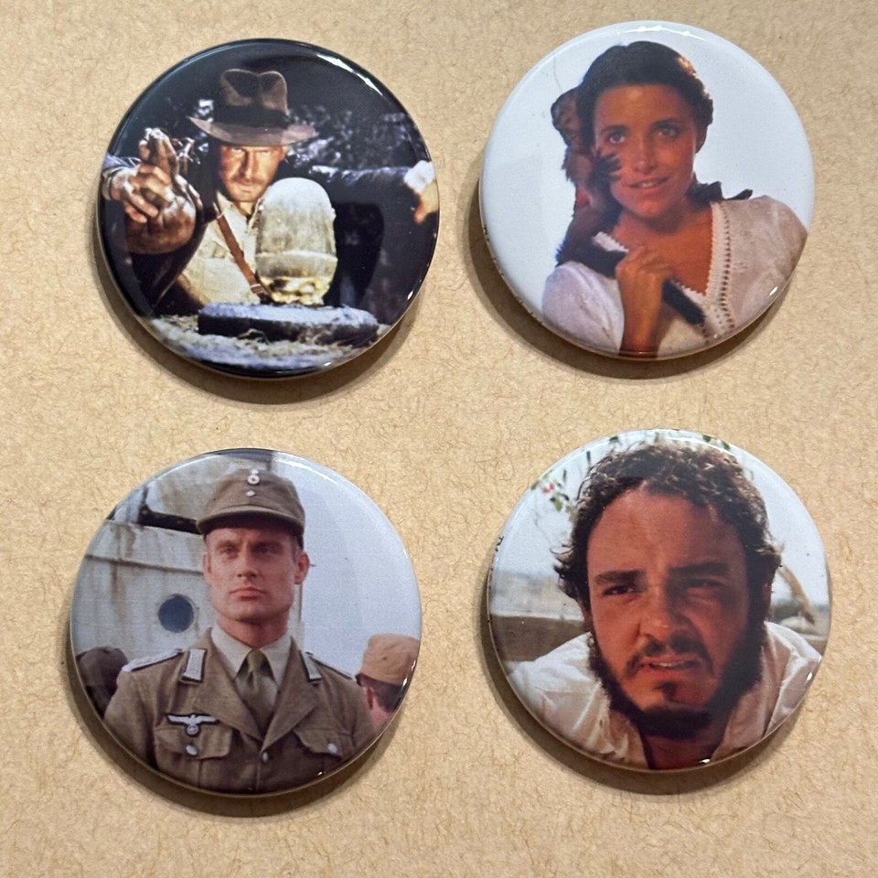 4 Indiana Jones Raiders Of The Lost Ark 1.5" Pinback Buttons (Choose ...