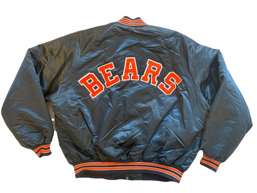 Vintage 1980s Chicago Bears Chalk Line Satin Jacket 2XL XXL Spell Out ...