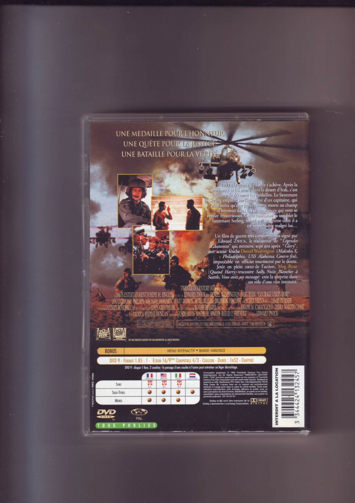 dvd zone 2 pal a l'epreuve du feu - avec denzel washington - meg ryan ...