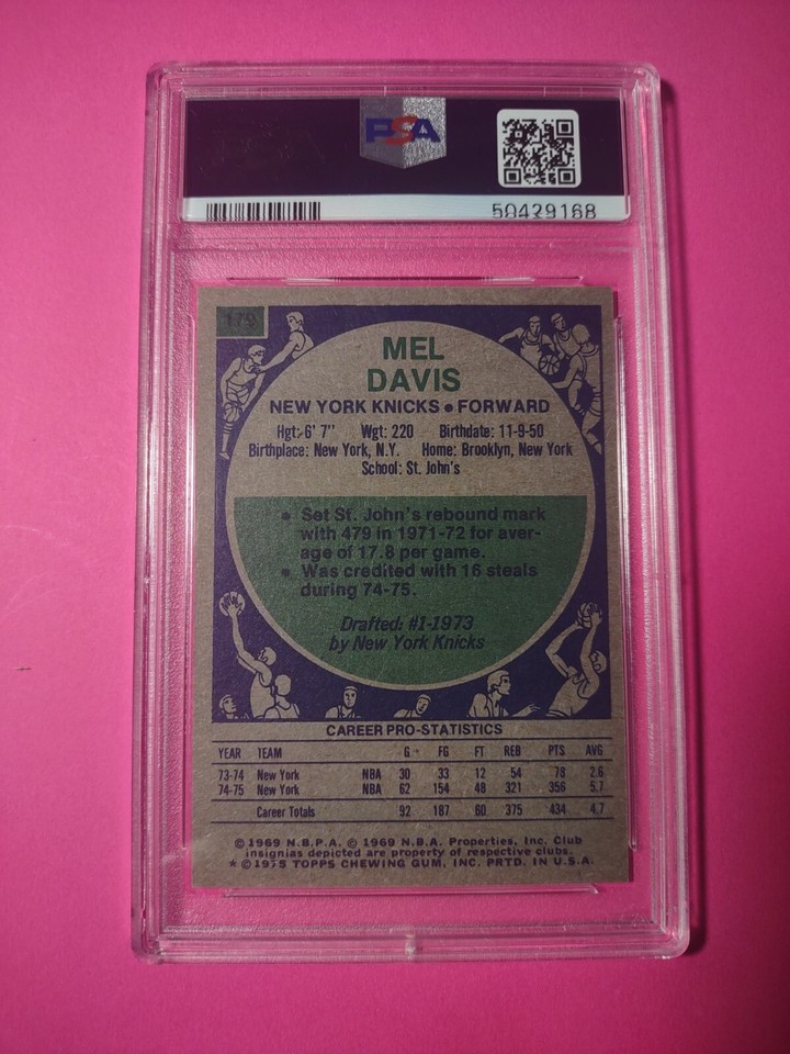 1975 Topps Basketball #179 Mel Davis PSA 8 New York Knicks | eBay