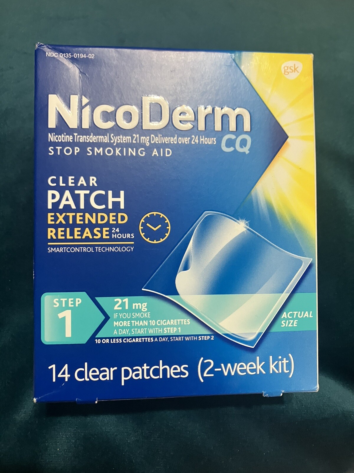 NicoDerm CQ Step 1 Stop Smoking Aid Clear Nicotine Patches - 14 Count ...