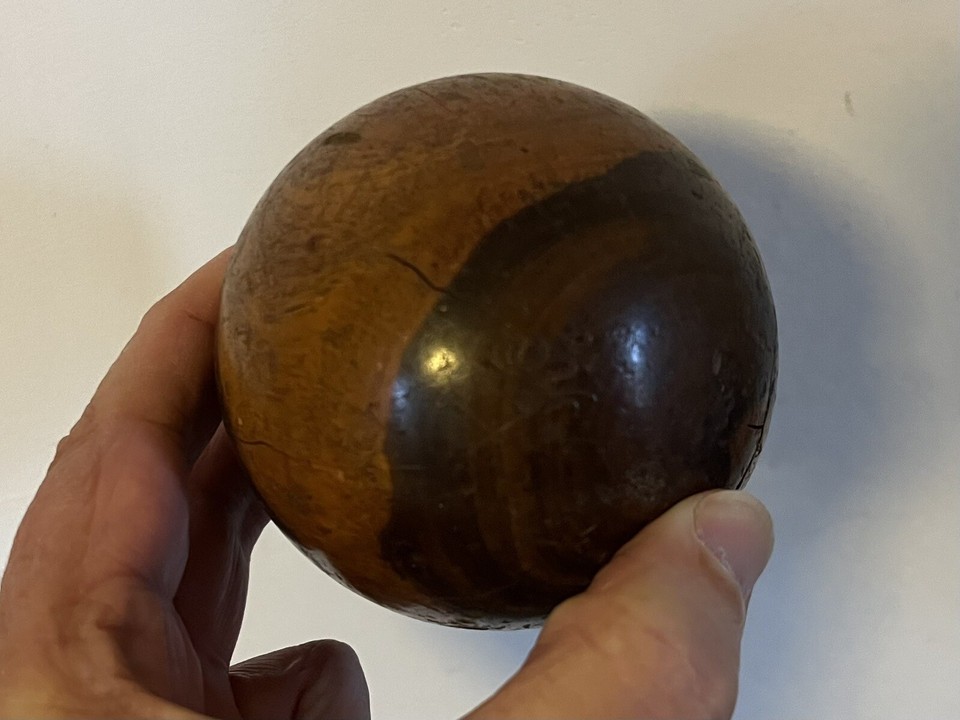 Antique 19th c. English Regency Treen Lignum Vitae Specimen Sphere ...