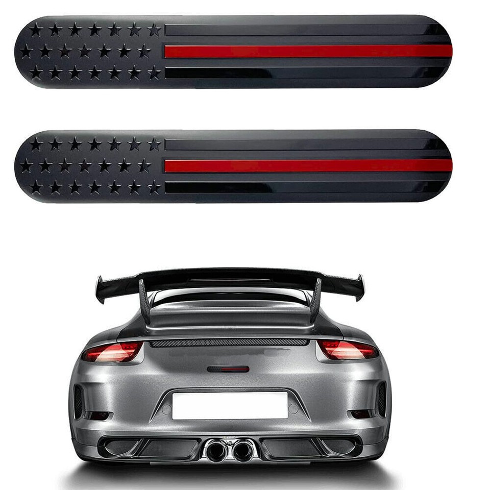 2pcs 3D American Flag Emblem Car Sticker Side Fender Badge Metal Red ...