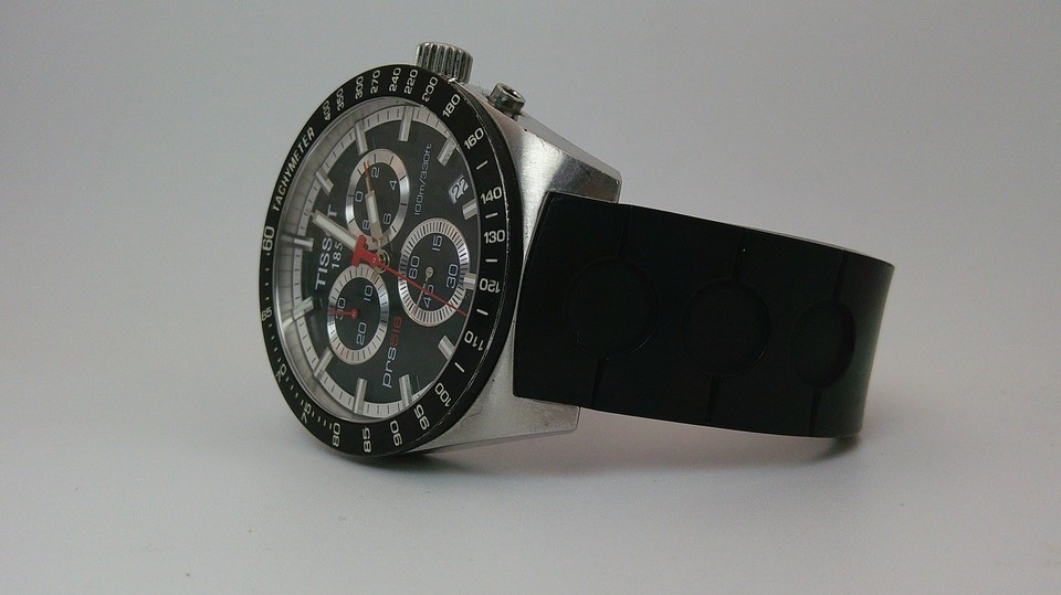 Tissot PRS516 Chronograph Watch w/ Date WR 10 Bar 100M on Rubber Band w ...