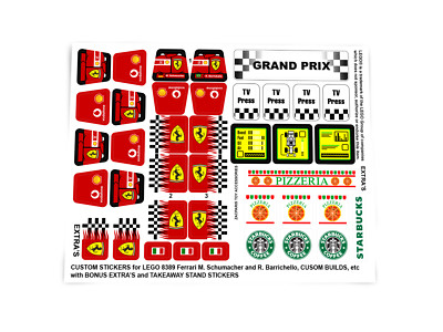 CUSTOM STICKERS for Set 8389 Ferrari M. Schumacher and R. Barrichello ...