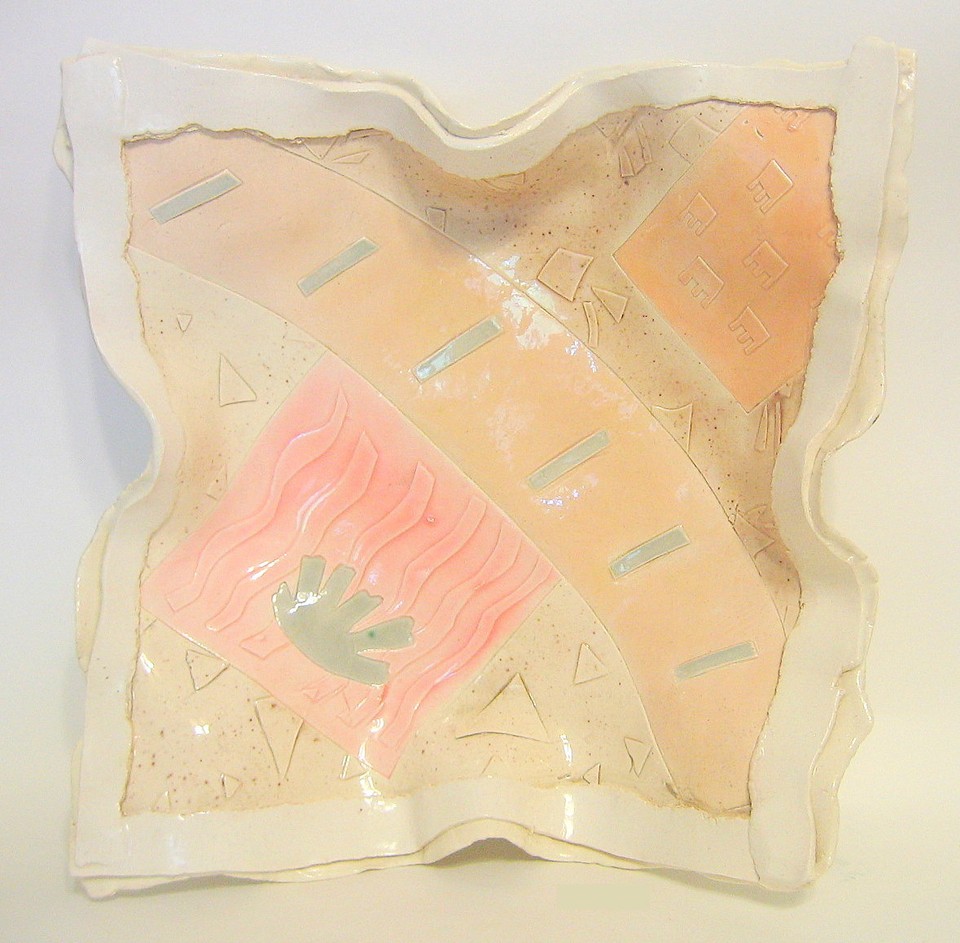 Abstract Hand Built Ceramic Plate Geometric Shapes Large | eBay