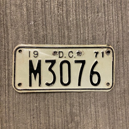 1971 Washington DC Motorcycle License Plate M3076 District Columbia Tag ...