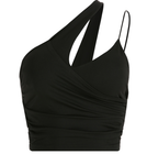 Sexy-Women One Shoulder Double Straps Sleeveless Fitted Crop Top (Small ...