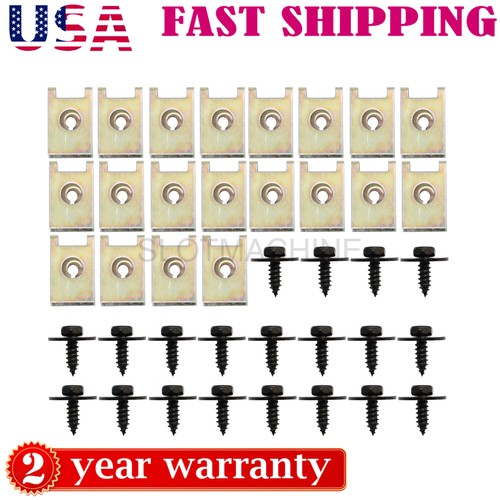 40Pcs Metal Car Screw Body Fender Bumper Retainer U Nut Clips Gasket ...