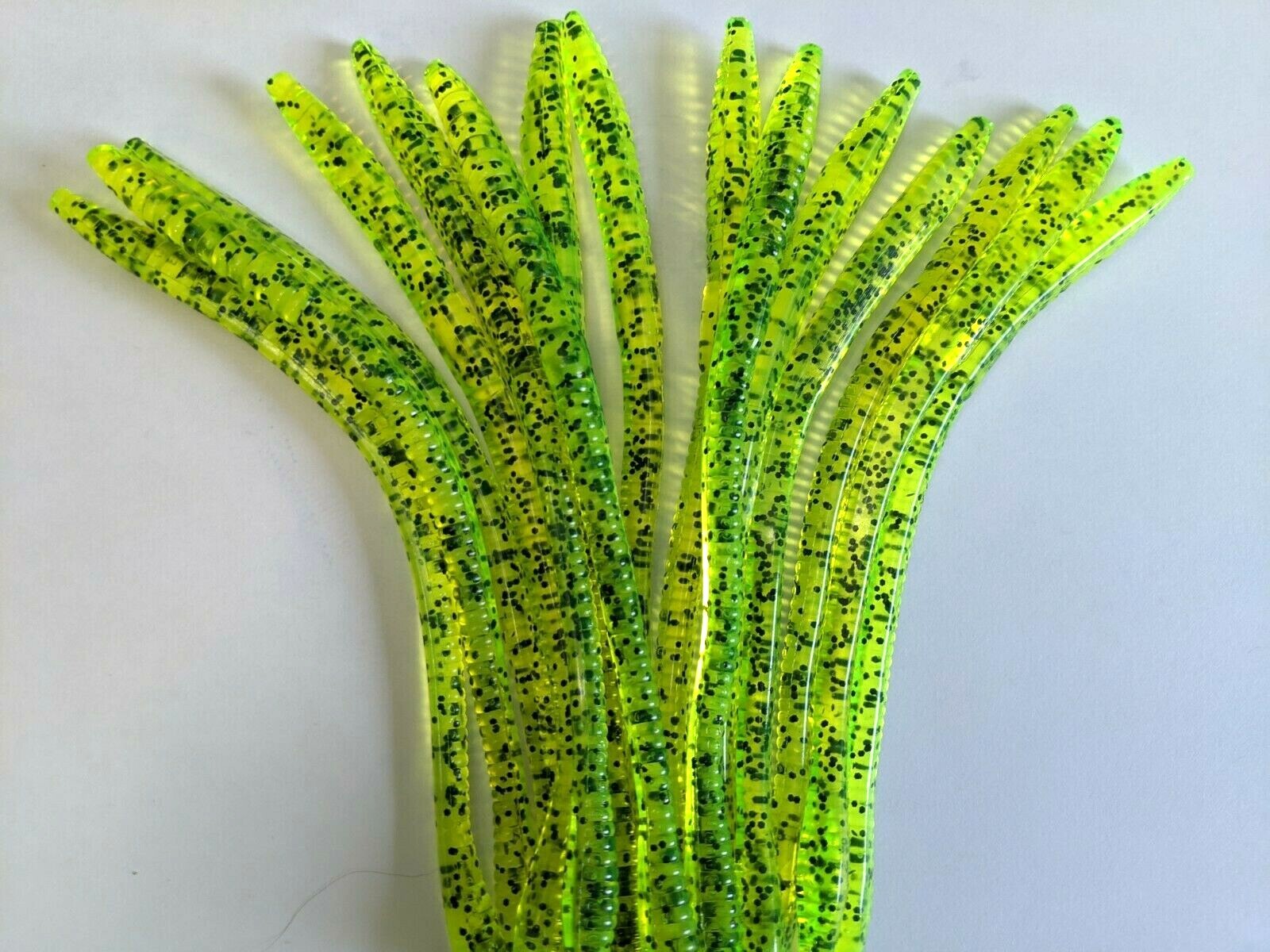 50 PK-6" FINESSE WORMS-"CHARTREUSE PEPPER" -HEAVY SALT & SCENT- BASS ...