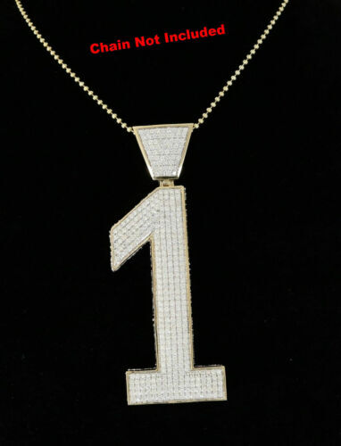 Beautiful Yellow 925 Silver Numeric Number 1 Pendant with 26.78ct Cubic ...