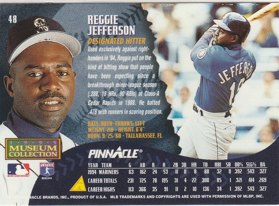 1995 Pinnacle Museum Collection #48 Reggie Jefferson 051-N | eBay