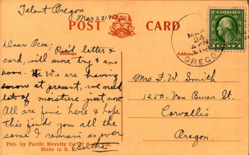 VINTAGE PACIFIC NOVELTY POSTCARD-ASHLAND CREEK, CHAUTAUGUA PARK ...