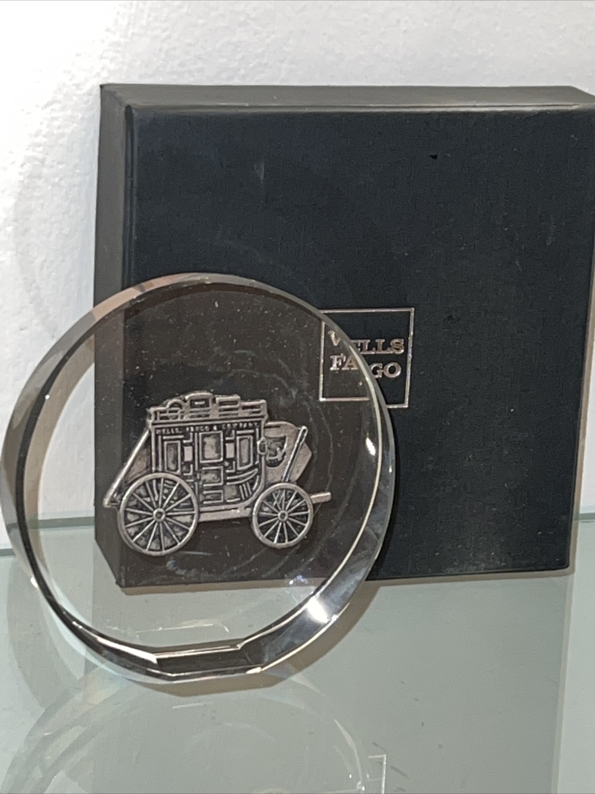 Wells Fargo Bank Stagecoach Prairie Wagon Paperweight, Lucite/Acrylic ...
