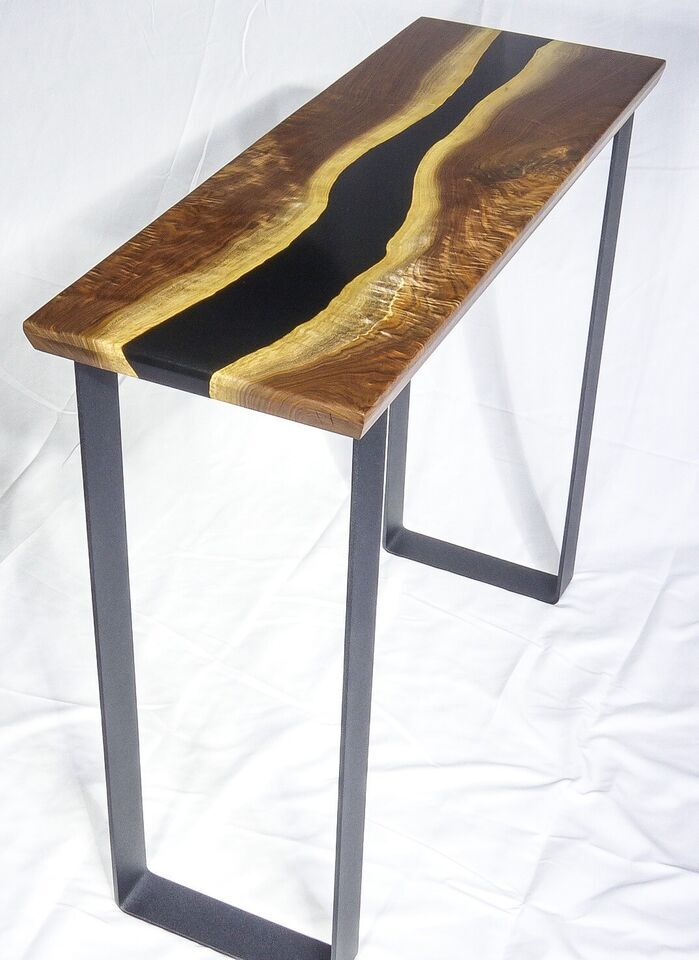 BLACK WALNUT EPOXY RIVER CONSOLE TABLE Handmade Epoxy Countertop Slab Home Decor | eBay