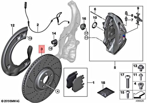 Genuine BMW G11 G12 G14 G15 G30 G31 G32 518d 520d 520dX Brake Disc ...