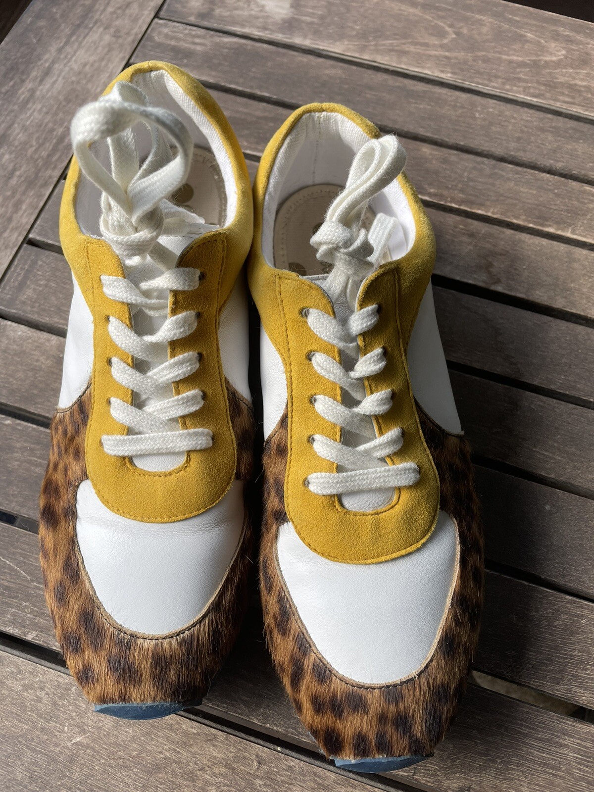 Boden Elise Sneakers, White/Yellow/Leopard/Gray Anima… - Gem