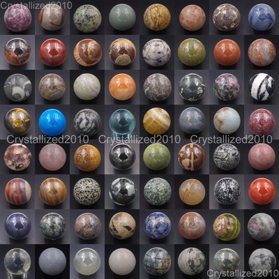 Natural Gemstone Round Ball Crystal Healing Sphere Massage Rock Stones ...