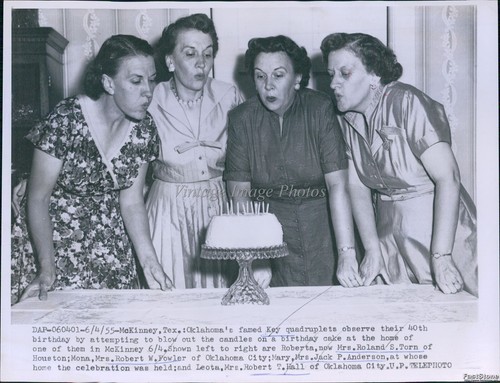1955 Oklahoma Key Quadruplets Blow Out 40Th Birthday Candles Event ...